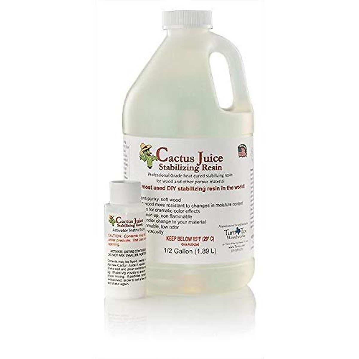 BVV Cactus Juice Stabilizing Resin for Woodworking - Cures & Hardens Soft Wood for DIY Projects, Carpentry - 1 Gallon Cactus Juice Resin - Activator Included
