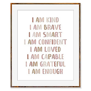 Affirmations Print, I Am Kind, I Am Brave, Affirmations For Kids, Inspirational Quote, Nursery Room Decor, Affirmations Gift, Kids Print, Without Frame - 8x10"