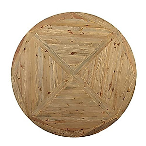 Modway Column 71" Rustic Farmhouse Pine Wood Round Kitchen and Dining Room Table, Brown