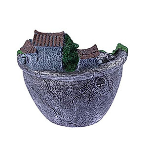 WINOMO Artificial Flowers Succulent Plants Pot Hanging Garden Design with Sweet House (Silver)