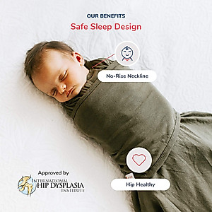 embé 2-Way Starter Baby Swaddle, 6-14 lbs, Newborn Swaddle Sack 0-3 Months, Zip & Velcro Swaddle 0-3 Months Baby Swaddles Wrap, Hip Healthy, Infant Swaddle - Moss