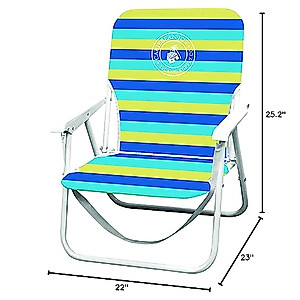 Caribbean Joe Folding Beach Chair, 1 Position Lightweight and Portable Foldable Outdoor Camping Chair with Carry Strap, Bold Stripe