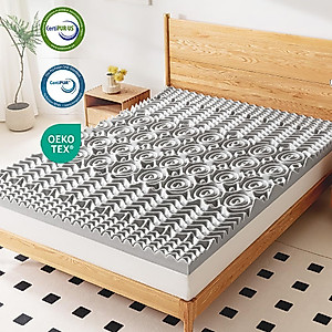 GELSEA 3 Inch Memory Foam Mattress Topper,5-Zone Bamboo Charcoal Infused Mattress Pad for Back Pain,Ventilated Soft Bed Topper,Odor Absorption (3 Inch, King)