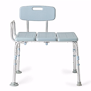 Medline Tub Transfer Bench With Microban Protection, for Use as A Shower Bench or Bath Seat, Light Blue