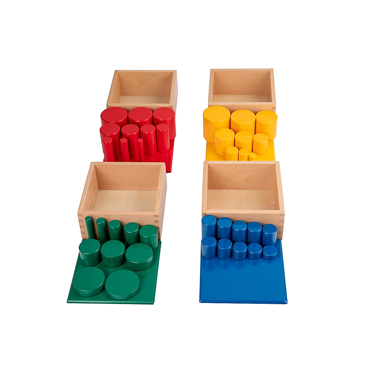 Montessori Toys for 4+ Years Wooden Knobless Color Cylinder Blocks,Baby Games Stacked Arrangement Block,Stacking Toys for Toddler 1-3 Activities Educational Toys(Set of 4)