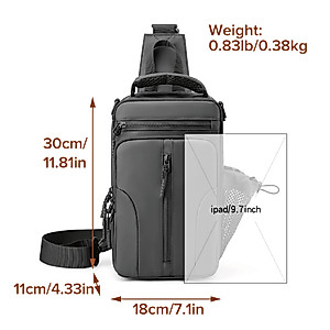 MAYMOONER Crossbody Sling Backpack Shoulder Bag for Men Women, Lightweight One Strap Motorcycle Messenger Bag Daypack for Cycling Hiking Walking Outdoor Sports Travel with USB Charger Port Grey