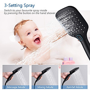 KAPHOME Matte Black Wall Mount Bathtub Faucet with Hand Shower,Tub Shower Faucet with Spout,6Y3MK