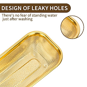 Snailhouse Silverware Organizer, 2 Pack Stainless Steel Utensil Cutlery Flatware Spoon Tray Organizer Holder Storage Box Case Divider for Kitchen Drawer, Gold