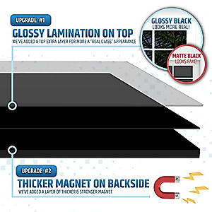 Strong & Glossy Magnetic Garage Door Windows - Fits 1 Car Garage - Looks Like Real Window Panels/Faux Panes - Decorative Hardware Kit - Easy to Align & Will Never Fall (Upgraded Magnets) | 16pcs 4"X6