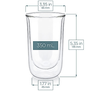 Teabloom Tulip Insulated Glasses for Tea, Coffee and other Beverages - Double Walled Borosilicate Glass Keeps Drinks Hot/Cold, 12 oz (Set of Two)