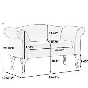 LJMXG 2 Seat Sofa, Couch Lounge Bed with Wooden Legs, Upholstered Linen Fabric Loveseat Sofa & Armrest Chair for Bedroom