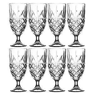 Royalty Art Kinsley Lowball Whiskey Glasses Set, 8 Long-Stem Tumbler, Tall Goblet Style Glassware for Hosting Parties, Events, or Evening Dinners, Bourbon, Scotch or Liquor