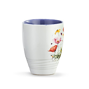 DEMDACO Dean Crouser Wildflowers Watercolor Purple 16 ounce Ceramic Stoneware Coffee Mug