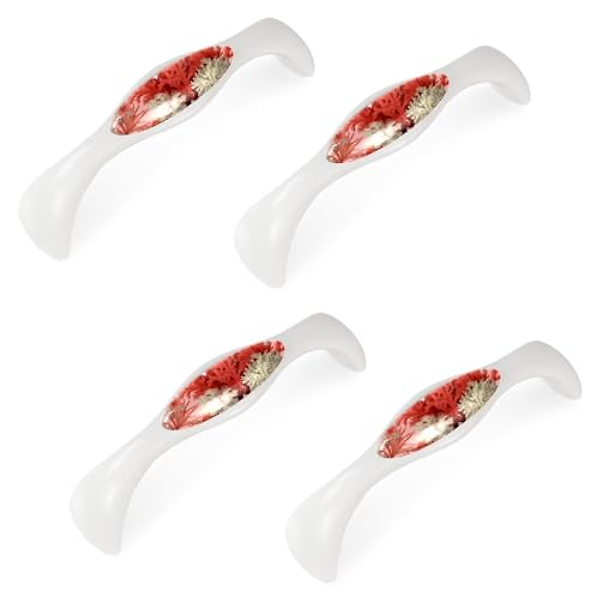 RODAILYCAY Coral 4 Packs Kitchen Drawer Pulls, Crystal Glass Cabinet Handles Pulls, Cupboard Door Knobs, Kitchen Hardware Pulls for Dresser Drawers