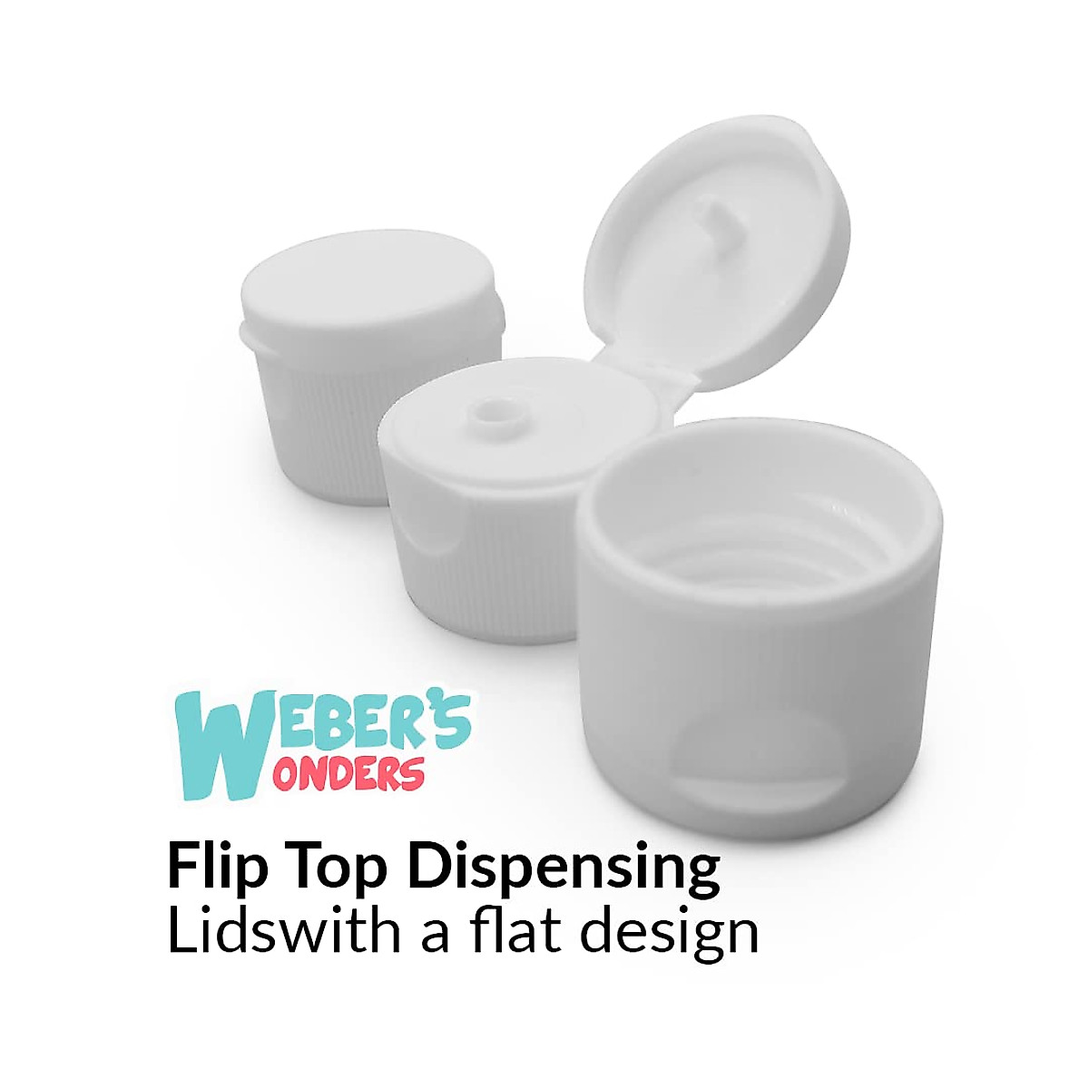 24/410 White Replacement Flip-Top Dispensing Caps - For Squeeze Bottles - Neck Diameter 24mm (12)