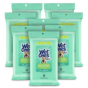 Wet Ones for Pets Extra Gentle Dog Wipes with Witch Hazel for Snout, Eye, Ear, Fragrance-Free Dog Wipes for All Dogs Wipes with Wet Lock Seal (Pack of 8, 240 Count Total)