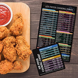 Air Fryer Cheat Sheet Magnetic Air Fryer Cooking Times Chart Magnet Cheat Sheet Set Air Fryer Accessories Cook Book Recipe Card Meat Temp Guide for Airfryer Oven Cooking Pot Kitchen Appliances 2 Pack
