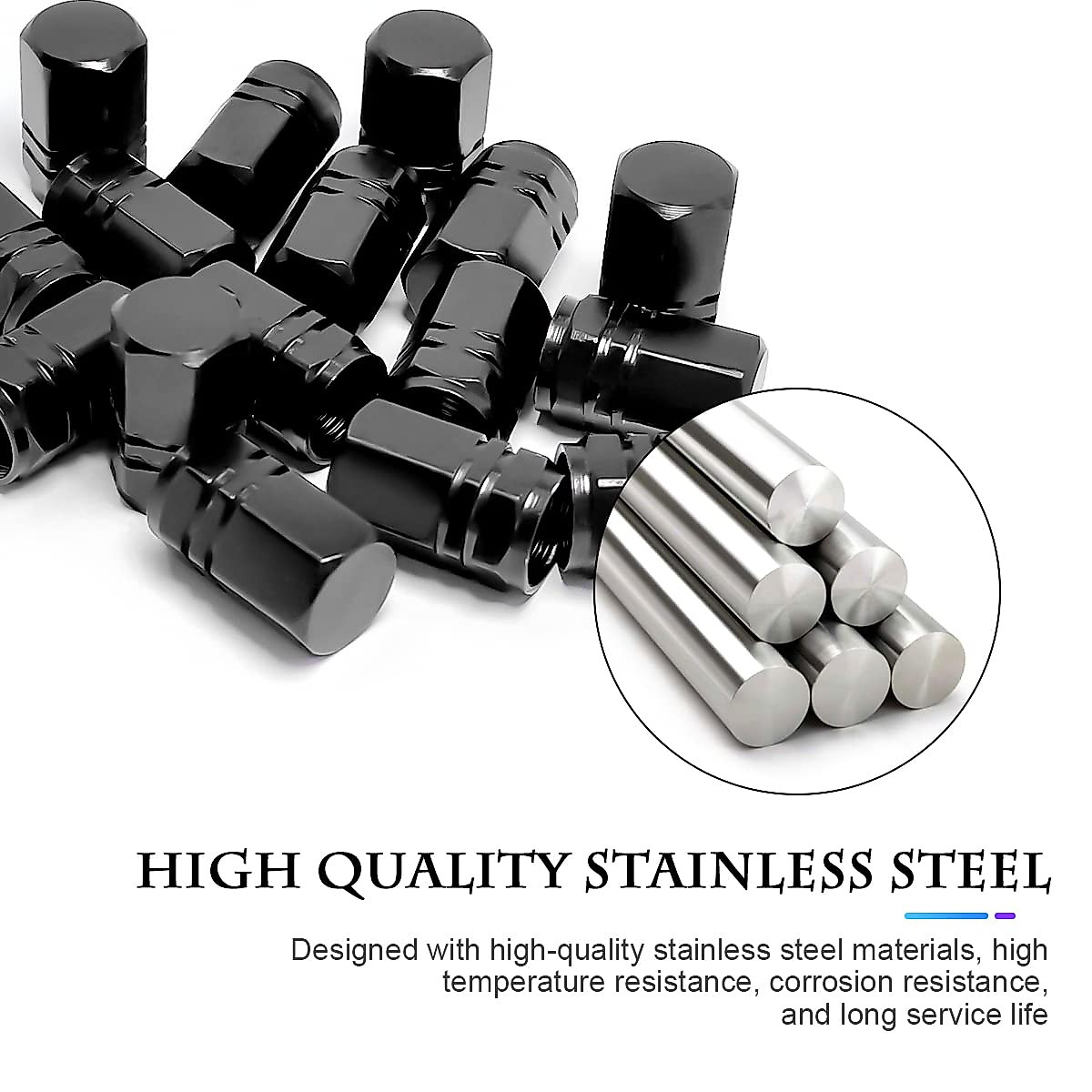 16 PCS Universal Tire Valve Stem Caps, Waterproof Airtight for Cars, Bicycles, Motorcycles, Trucks (Black)