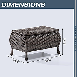 Joyside Outdoor Wicker Coffee Table - Patio PE Rattan Coffee Table with Storage Room Suitable for Garden Patio Deck Porch, Brown