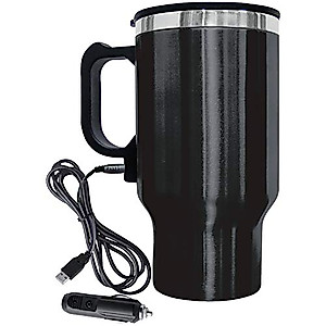 Brentwood CMB-16B Stainless Steel 16oz 12 Volt Heated Travel Mug, Black