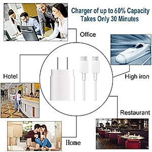 Samsung USB-C Super Fast Charging Wall Charger-25W PD Charger Adapter with Type-C Cable(5ft) for Samsung Galaxy S22/S22 Ultra/S22+/S21/S21+/S21 Ultra/S20/S20+/S20 Ultra/Note 20 Ultra（White）
