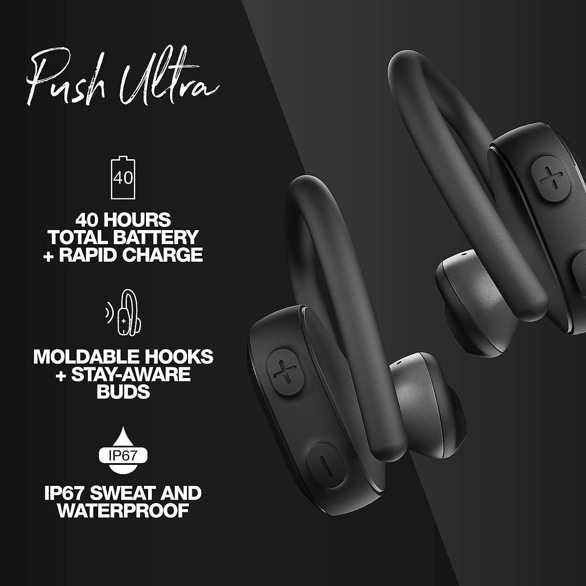 Skullcandy Push XT Ultra True Wireless In-Ear Earbuds - True Black