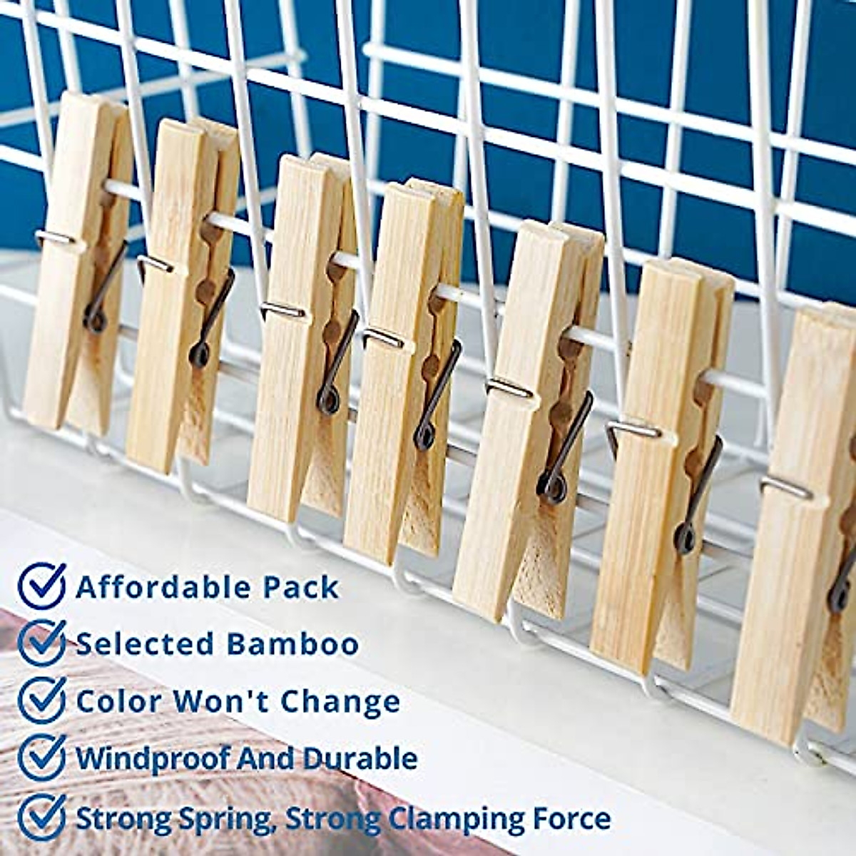 Loliyas Clothes Pins, Bamboo Wooden Clothespins Wood Clips, Small Close Pins Clothing Pins Clothes Pegs for Photos Crafts Pictures Baby Hanging Clothes Clothesline Laundry Clip, 40 Pack 2.4 Inch