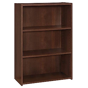 Monarch Specialties I BOOKCASE-36 H/Cherry with 3 Shelves Bookcase, Red