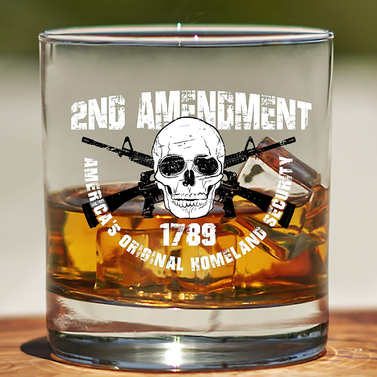 Lucky Shot 2ND Americas Original Homeland Security | Borosilicate Rock Glass | Thick Bottom Old Fashioned Whiskey Glasses for Men | 11 oz Scotch Glasses Premium Whiskey Gifts (Color)