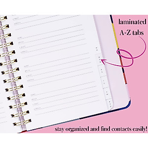 Kate Spade New York Address Book with A-Z Tabs, Navy Floral Leatherette Telephone Book Includes Birthday/Anniversary Calendar and 146 Contact Pages, Swing Flora