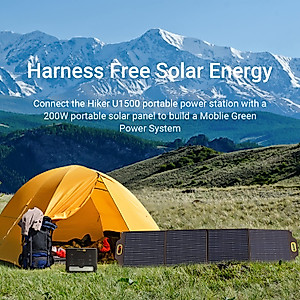 Powerness Solar Generator 1500 Portable Power Station 1536Wh with 200W Portable Solar Panel Included, LiFePO4 Battery Powered Generator for Outdoor Camping, CPAP, Emergency, Off-gird