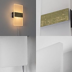 SKIVTGLAMP Frosted Acrylic Wall Sconce Plug-in Cord, No Drilling Wall Mounted Warm LED Lamp Rectangle Farmhouse Wall Hanging Lamp for Home Decor Gallery Customizable 2 Lights