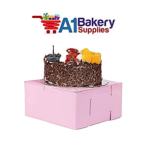 A1 Bakery Supplies Cake Boxes Cake Carry Boxes Disposable Cake boxes 10 Pack Pink 8 x 5 x 3.5 MADE IN USA