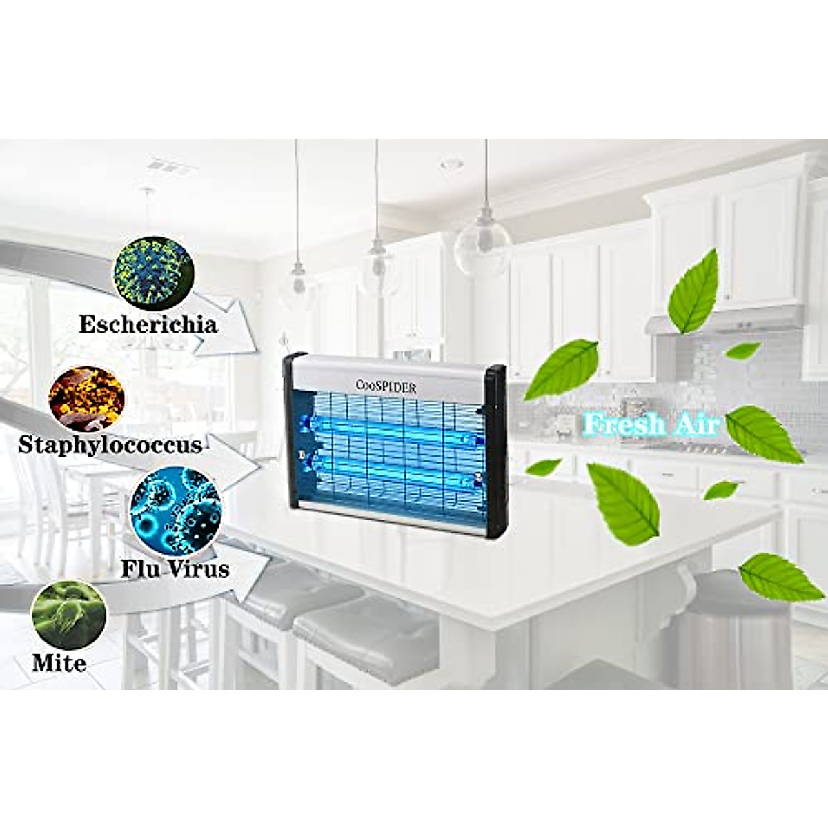 BAIMNOCM UV Disinfection Lamp Hanging Mite Odor Mold Removal Germicidal Lamp with Remote Control Timer UV-C Light Sanitizer with Ozone for Basement Kitchen