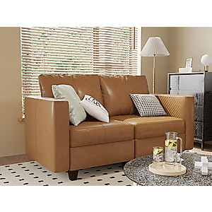 EASE MOOSE Modular Sectional Loveseat Sofa Couch with Storage Seats, 2 Seat Faux Leather Convertible Modular Sofa Love Seats for Small Spaces