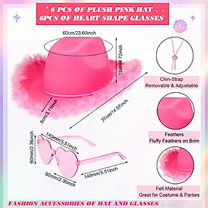 Panitay 14 Pcs Bridal Cowgirl Party Set Bachelorette Feather Cowgirl Cowboy Hat Heart Shaped Sunglasses Fringes Hat Bride Cowboy Hat for Women Wedding Bachelorette Birthday Costume Party Last Disco