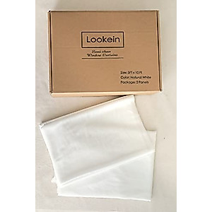 Lookein White Sheer Curtains 120 Inches Long Wrinkle-Free Curtains for Backdrop Window Curtains for Bedroom Party Wedding
