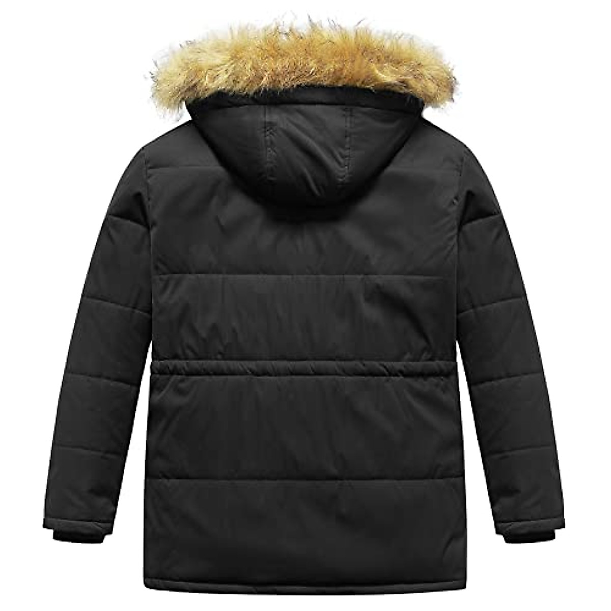 CREATMO US Men's Big and Tall Winter Hooded Coat Waterproof Warm Long Puffer Jacket Parka winter jackets Fleece Lined Black 6X