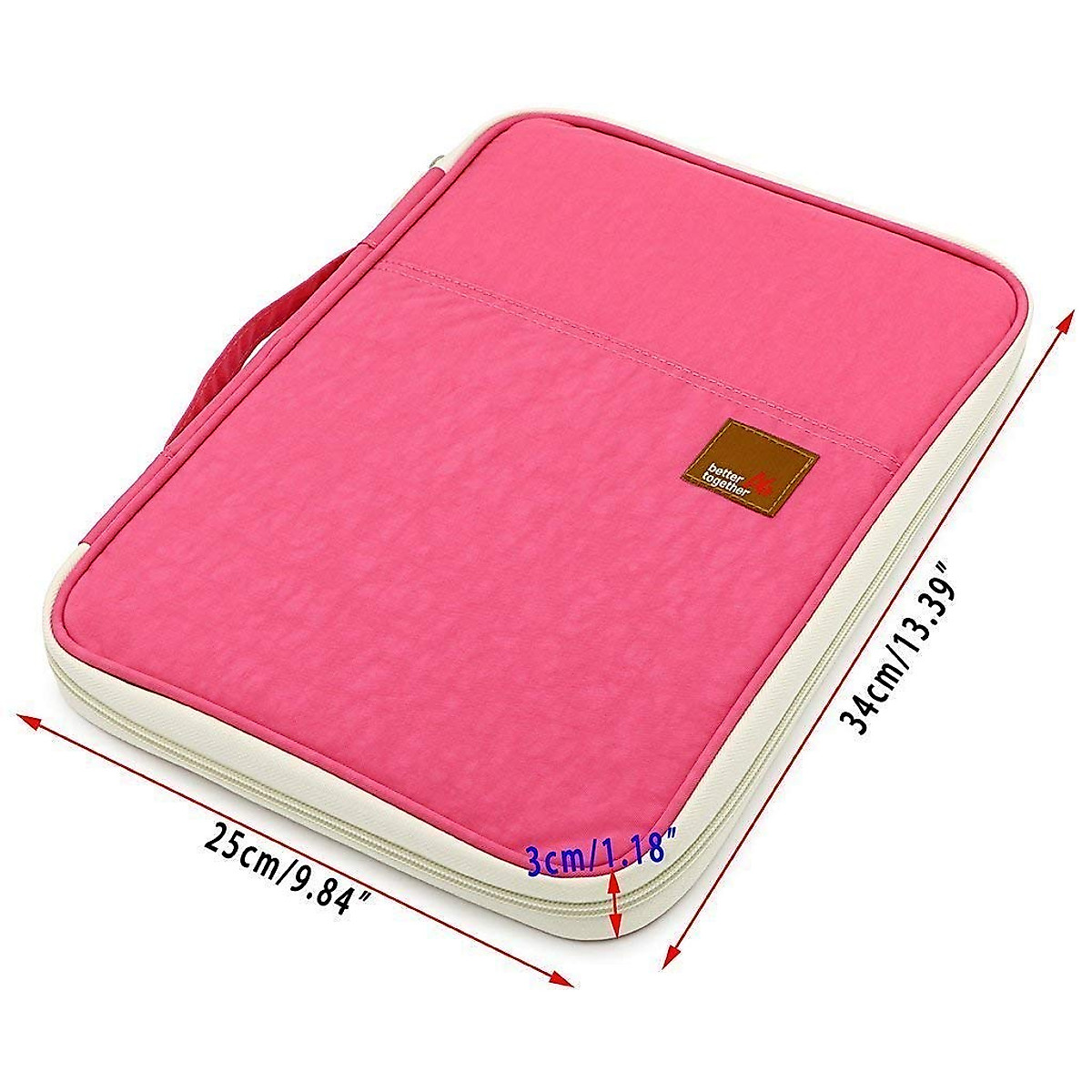 A4 Document Bags Portfolio Organizer-Multi-Functional Waterproof Travel Business Office Meeting Briefcase File Folder Case Zippered Note Pouch for Pads, Planners,13 inch Notebooks, Pens(Pink)
