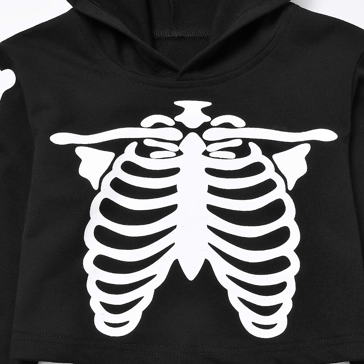 Perfashion Glow in the Dark Girls Skeleton Hoodie Kids Long Sleeve Halloween sparkly Skull Clothes Black 6T 7T