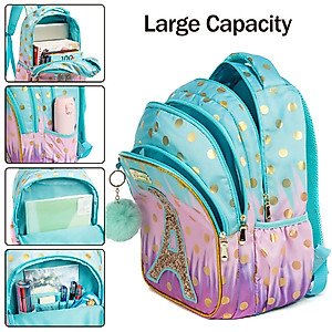 Jasminestar Kids Backpacks 17 inch School Backpack with Lunch Bag and Pencil Case (17”, Tower)