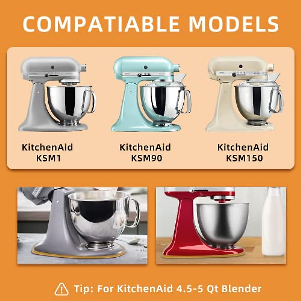 YOUNGER-RIS Bamboo Mixer Slider Compatible with KitchenAid 4.5-5 Qt Mixer Sliding Tray Appliance Slider Stand Mixer Sliding Tray Sliding Mat Pad Mixer Mover for Tilt Head KitchenAid Stand Mixer