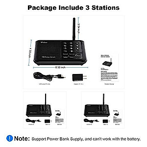 Wuloo Intercoms Wireless for Home 5280 Feet Range 10 Channel 3 Code, Wireless Intercom System for Home House Business Office, Room to Room Intercom, Home Communication System (3 Packs, Black)
