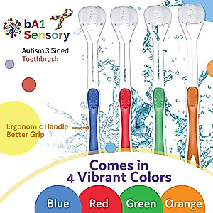 bA1 Health - 3-Sided Specialty Toothbrush (Complete Coverage) - Autism, ASD, Special Needs, Sensory, Perio Brush for All Kids/Adults - Best for Sensitive Gums and Teeth! Choose From 4 Colors
