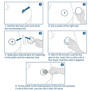 Health Gear Inflatable Boat Repair Kit PVC, 3pcs PVC Waterproof Repair Patches Kit Set Inflatable Boat Repair Patches for Inflatable Raft Boat Canoe Kayak(Gray White)