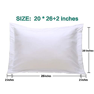 NTBAY 100% Brushed Microfiber Standard Pillow Shams Set of 2, Super Soft and Cozy, Wrinkle, Fade, Stain Resistant 20x26 Inches Oxford Pillowcases, White