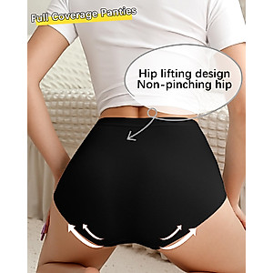 Annenmy High Waisted Ladies Underwear Women's Cotton Panties Full Coverage Briefs Postpartum Stretch Ladies Panties 6 Pack L Multicolor