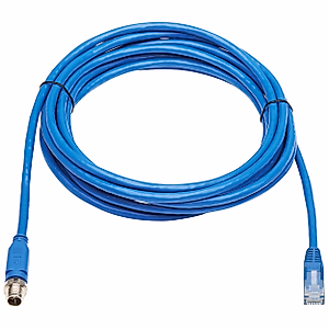 Tripp Lite M12 X-Code to RJ45 Cat6 Ethernet Cable (M/M), 1 Gbps, UTP, UL CMR-LP Certified for 60W PoE, Heavy-Duty IP68 Rating, 32.8 Feet / 10 Meters, Lifetime Manufacturer's Warranty (NM12-602-10M-BL)