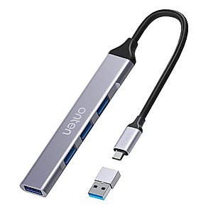 Onten USB C Hub,USB Hub. 4 Port USB C and USB to USB 3.0&USB 2.0 Adapter.USB C Splitter for MacBook Pro 2020/2019, iMac 2021, USB Splitter Aluminum Alloy, Color Gray