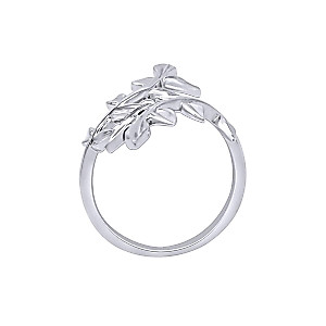 14K White Gold Plated 925 Sterling Silver Oliva Leaf Fashion Ring For Women Ring Size-6